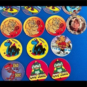 Toys | Vintage 9s Retro Dinosaur Pogs Set Jurassic Park | Poshmark